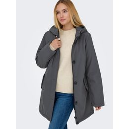 Only Damen Parka "ONLOLIVIA LIFE PARKA COAT CS OTW"schwarzened pearl, Gr. XS, unifarben, Web, Obermaterial: 100% Polyester, Jacken