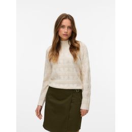 V&eacute;ro Moda VERO MODA Damen Strickpullover "VMVIRGO LS HIGHNECK PULLOVER BF", beige, Gr. L, unifarben, Strick, Obermaterial: 89% Polyester, 11% Polyacryl,