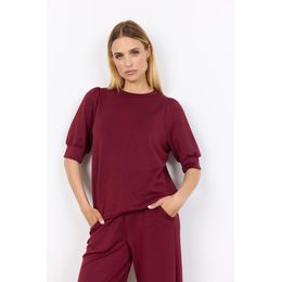 soyaconcept Damen Kurzarmbluse "SC-BANU 83"dunkelrot, Gr. S, unifarben, Sweatware, Obermaterial: 48% Modal, 48% Polyester, 4% Elasthan, Blusen