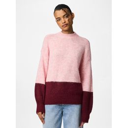 Pieces Damen Rundhalspullover "PCIVY LS O-NECK COLOR BLOCK KNIT PWP BC"pink, a, boo detail:tawny port, Gr. L, colorblocking, Strick, Obermaterial: