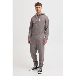Blend Herren Overall "BHSalinho"pewter mix, Gr. S, unifarben, Sweatware, 60% Baumwolle, 40% Polyester, Overalls, Overall mit Fleece-Kapuze