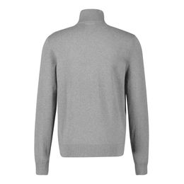 Lerros Herren Troyer, grau, Gr. S, meliert, Strick, Obermaterial: 100% Baumwolle, Pullover, mit Logo Stickerei