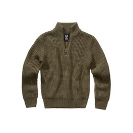 Brandit M&auml;dchen Rundhalspullover "Brandit Unisex Kids Marine Troyer Pullover"olive, Gr. 170, unifarben, 100% Polyacryl, Pullover