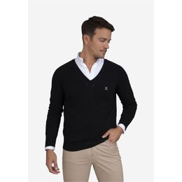 Herren Strickpullover "Arma", schwarz, Gr. XL, SIR RAYMOND TAILOR, unifarben, 100% Baumwolle, Pullover, mit klassischem V-Ausschnitt