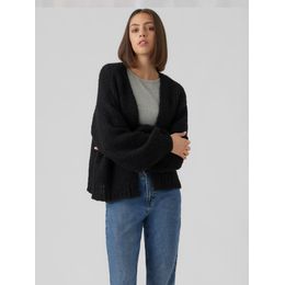 V&eacute;ro Moda VERO MODA Damen Strickjacke "VMMAYBE LS OPEN CARDIGAN GA REP"schwarz, Gr. XL, unifarben, Strick, Obermaterial: 100% Polyester, Strickjacken