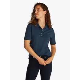 Tommy Hilfiger Damen Poloshirt "1985 REG PIQUE POLO", blau, Gr. S, unifarben, Piqu&eacute;, Obermaterial: 96% Baumwolle, 4% Elasthan, Shirts, mit