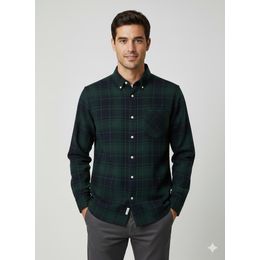 Langarmhemd Selected Homme "SLHREGNOAH BRUSHED LS SHIRT D", Herren, Gr. L, N-Gr, sky captain checks:dunkelgrün, Web, Obermaterial: 100% Baumwolle, kariert, regular fit, Hemden