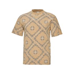 T-Shirt Karl Kani "Karl Kani Herren KM232-042-2 KK Small Signature Paisley Tee", Damen, Gr. M, sand, schwarz, weiß, 100% Baumwolle, oversize, Rundhals, Shirts T-Shirt