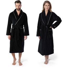 M&ouml;ve Unisex-Bademantel M&Ouml;VE, L:125cm, schwarz, Velours, Hausm&auml;ntel, "Schalkragen Velours, ideal f&uuml;r Sauna & Spa, Hotelbademantel", edel gestalteter Saum