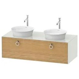 Duravit White Tulip, Waschtischunterbau wandh&auml;ngend, Breite 1300 x Tiefe 550mm, mit 1x Auszug, mit Griff, WT4983BH536, Farbe: Korpus: Wei&szlig; Seidenmatt, Front: Eiche Natur Massiv