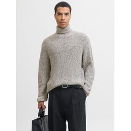 Jack & Jones JACK & JONES Herren Rollkragenpullover "JORBLEECKER KNIT ROLL NECK BF"sea salt detail:schwarz, Gr. M, unifarben, Strick, Obermaterial: 65% Polyacryl,