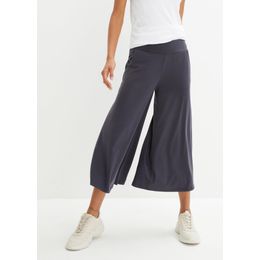 bonprix Damen Culotte, blau, Gr. 48, Obermaterial: 64% Polyester, 32% Viskose, 4% Elasthan, Hosen, Loungewear Culotte mit weitem Bein