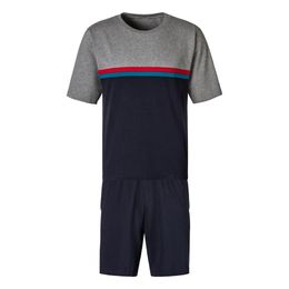 Le Jogger Pyjama Herren Größe XL navy / cyanblau / graumeliert / rot