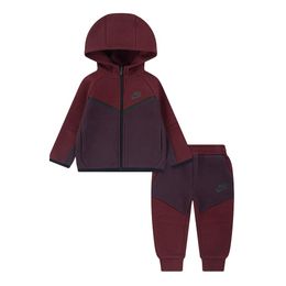 Nike Sportswear Jogginganzug 'TECH FLEECE' Jungen Größe 110 bordeaux / weinrot / schwarz