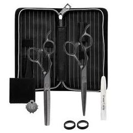 Olivia Garden Scheren SilkCut PRO Matt Black Set HS 5,75 u. MS 6,0 Zoll - S-1165 LEFT