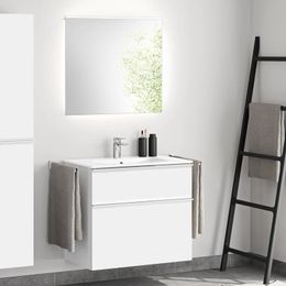 evineo ineo4 Unterschrank B: 81 cm, 2 Ausz&uuml;ge, mit Griff, Waschtisch wei&szlig;, mit Spiegel,, BE0835WH+BE0201WM+BEA010MI+BL001197,