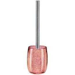 WC-Garnitur Kleine Wolke "Mercury", orange (koralle), B:10cm H:39cm L:10cm, Sicherheitsglas, Reinigungsb&uuml;rsten, hochwertige Accessoire Serie aus Glas