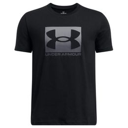 T-Shirt Under Armour "UA B BOXED SPORTS UPDATE SS", Jungen, Gr. L, schwarz (schwarz,, pitch gray), Obermaterial: 60% Baumwolle, 40% Polyester, Shirts