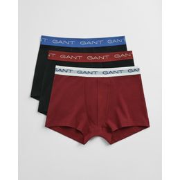 Gant Herren Trunk "TRUNK 3-PACK", Gr. Lplumped rot, Webqualit&auml;t, Obermaterial: 95% Baumwolle, 5% Elasthan, unifarben, Unterhosen, Mit elastischem Bund