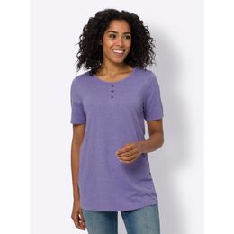 Longshirt Classic Basics "Longshirt", Damen, Gr. 46, lila (lavendel, meliert), 65% Polyester, 35% Baumwolle, meliert, Rundhals, Shirts Longshirt