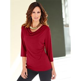 Wasserfallshirt Inspirationen "Shirt", Damen, Gr. 42, rot, 95% Viskose, 5% Elasthan, unifarben, Wasserfallausschnitt, Shirts