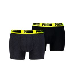 Boxershorts Puma "Puma MEN EVERYDAY BASIC BOXERS 2P", Jungen, Gr. S, gelb (gelb, schwarz), Jersey, Obermaterial: 95% Baumwolle, 5% Elasthan, körpernah, Unterhosen, mit Puma Webbund