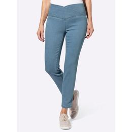 Jeansleggings Classic Basics, Damen, Gr. 24, Kurzgrößen, blau (blau, bleached), 81% Baumwolle, 17% Polyester, 2% Elasthan, unifarben, 7/8-Länge, Jeans