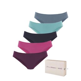 Jazz-Pants Slips Lascana, Damen, Gr. 32/34, bunt (aubergine, pink, navy, mint, blau), Single Jersey, Obermaterial: 95% Baumwolle, 5% Elasthan, unifarben, körpernah, Unterhosen, aus Baumwolle, mit schöner Aufbewahrungsbox