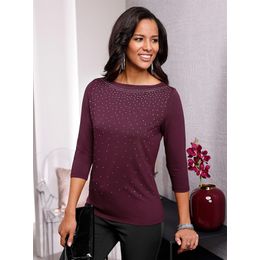 3/4-Arm-Shirt Lady "3/4-Arm-Shirt", Damen, Gr. 38, rot (burgund), 95% Viskose, 5% Elasthan, unifarben, U-Boot-Ausschnitt, Shirts 3/4-Arm-Shirt