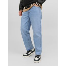 Jack & Jones Loose-fit-Jeans JACK & JONES "JJIEDDIE JJORIGINAL MF 710", Herren, Gr. 29, L&auml;nge 30, blau (light, blau, denim), Denim/Jeans, Obermaterial: 100% Baumwolle, clean, loose fit kn&ouml;chellang, Jeans