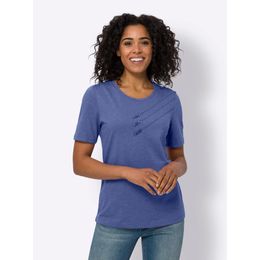 Kurzarmshirt Classic Basics "Kurzarm-Shirt", Damen, Gr. 46, blau (royalblau, meliert), 50% Baumwolle, 50% Polyester, meliert, Shirts