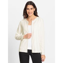 Shirtjacke Inspirationen "Shirtjacke", Damen, Gr. 38, beige (ecru), 95% Baumwolle, 5% Elasthan, unifarben, Rundhals, Shirts Shirtjacke
