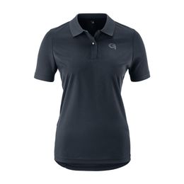 Radtrikot Gonso "Essential Poloshirt W", Damen, Gr. 44, blau (nachtblau), 100% Polyester, Rundhals, Trikots, Damen Radshirt, Polo-Shirt mit Spitzkragen, mit Rückentasche
