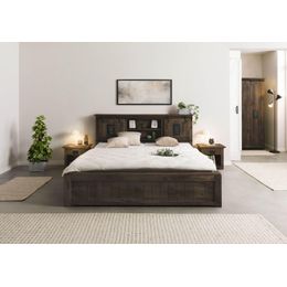 Bett mit Schublade Mango 200x200 grau lackiert RAILWAY #273
