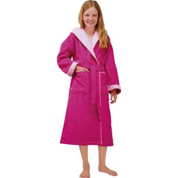 Kinderbademantel Egeria "Calypso" Gr. 140, pink, L:100cm, Walkfrottee, Hausm&auml;ntel, mit Kapuze, Doubleface Optik, 100 % Baumwolle