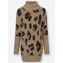 sheego Gro&szlig;e Gr&ouml;&szlig;en Oversize-Pullover mit Animal-Jacquardmuster, camel-schwarz-gemustert, Gr&ouml;&szlig;e 48 - Damen