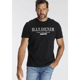 H.I.S. T-Shirt H.I.S, Herren, Gr. 3XL (64/66), schwarz, Single Jersey, Obermaterial: 100% Baumwolle, bedruckt, Basic schmal, Rundhals, Shirts T-Shirt, schmale Passform, bedrucktes Design, Rundhalsausschnitt