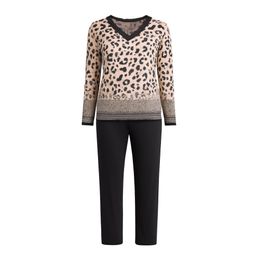 Goldenbay Pyjama 'Bergenia' Damen Gr&ouml;&szlig;e M beige / schwarz Sommerkleid