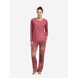 Goldenbay Pyjama 'Dandelion' Damen Gr&ouml;&szlig;e XL dunkelgr&uuml;n / orange / magenta / puder Winterkleid