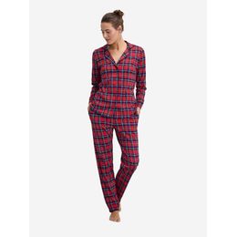 Goldenbay Pyjama 'Lupine' Damen Gr&ouml;&szlig;e S blau / gelb / bordeaux / dunkelrot Winterkleid