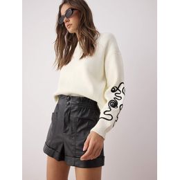 Trendyol Pullover Damen Gr&ouml;&szlig;e M ecru / schwarz