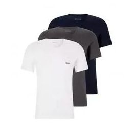 BOSS f&uuml;r Herren. 50475284 Pack 3 T-Shirts RN Classic grau, blau, wei&szlig; (S), Heimtextilien, Baumwolle, Kurzarm