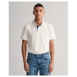 Gant f&uuml;r Herren. 2062026 Off-white Poloshirt aus Kontrast-Piqu&eacute; (L), Wei&szlig;, L&auml;ssig, Baumwolle, Klassisch, Kurzarm