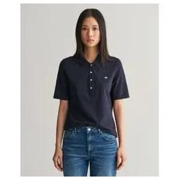 Gant f&uuml;r Damen. 4202231 Shield Piqu&eacute;-Poloshirt navy (S), L&auml;ssig, Baumwolle, Kurzarm, Marine