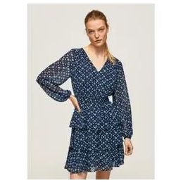 Pepe Jeans f&uuml;r Damen. PL953255 Eyra Kleid navy (M), L&auml;ssig, Langarm, Recyceltes Polyester, Nachhaltig, Marine
