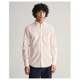 Gant f&uuml;r Herren. 3000230 Regul&auml;r geschnittenes Oxford-Hemd in Rosa mit feinen Streifen (4XL), L&auml;ssig, Baumwolle, Klassisch, Langarm