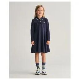 Gant f&uuml;r M&auml;dchen. 751135 Marineblaues Piqu&eacute;-Kleid mit Volant (5/6a&ntilde;os= 110/116cm), L&auml;ssig, Baumwolle, Langarm, Kinderbekleidung