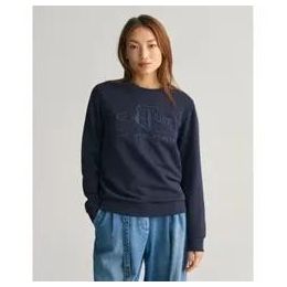 Gant f&uuml;r Damen. 4200663 Tonal Archive Shield Sweatshirt navy (L), L&auml;ssig, Baumwolle, Langarm, Marine