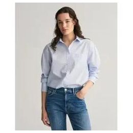 Gant f&uuml;r Damen. 4300212 Relaxed Fit Hemd aus blauer Popeline (44), L&auml;ssig, Baumwolle, Langarm