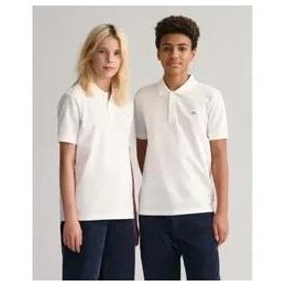Gant Unisex f&uuml;r Kinder. 902553 Shield Teens wei&szlig;es Piqu&eacute;-Poloshirt (11/12a&ntilde;os= 146/152cm), L&auml;ssig, Baumwolle, Klassisch, Kurzarm, Kinderbekl